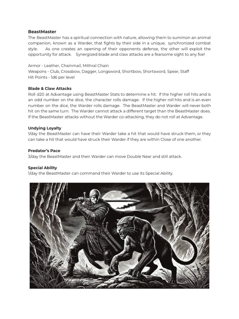 BeastMaster Class Overview and Abilities | PDF