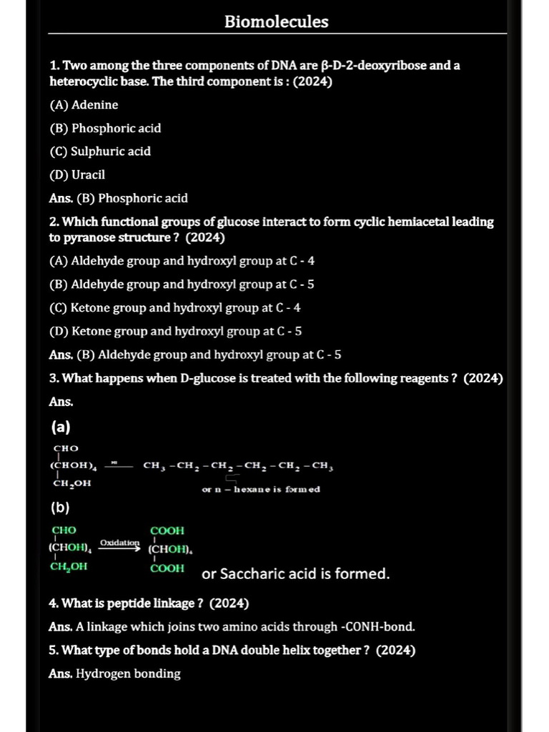 Chapter 10 Biomolecules | PDF