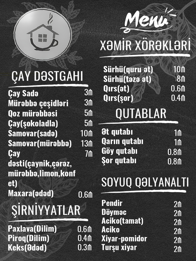 Bej Ve Siyah Sade Restoran Kafe Menü | PDF