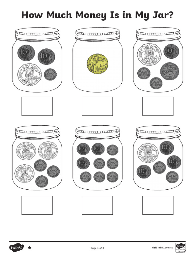 Money Jar Calculation Activity | PDF