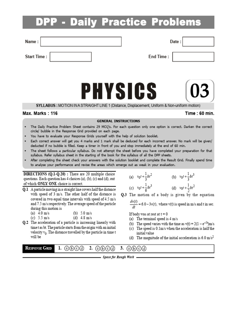 DPPS Neet Disha Physics Original_Part6 | PDF | Acceleration | Velocity