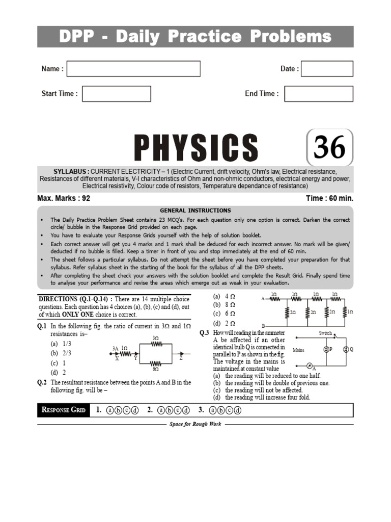 DPPS Neet Disha Physics Original_Part39 | PDF | Electrical Resistance And Conductance | Resistor
