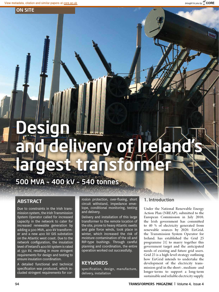 Design and Delivery of Ireland S Largest | PDF | Transformer ...