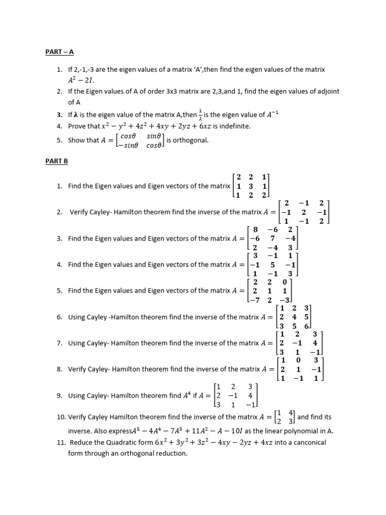 UNIT I (1) | PDF | Matrix (Mathematics) | Mathematical Objects