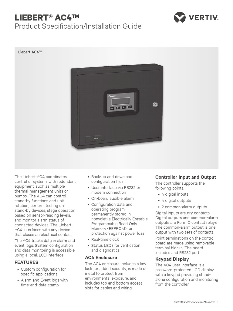 Liebert Ac4 Installation Sheet | PDF | Read Only Memory | Computer Science