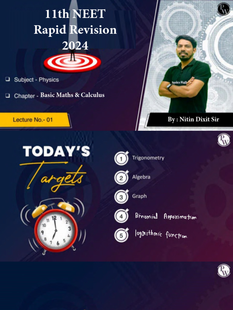 Basic Maths & Calculus 01 Class Notes 11th NEET Rapid Revision Course | PDF Basic Maths & Calculus 01 Class Notes 11th NEET Rapid Revision Course | PDF