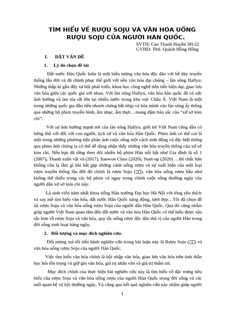 TÌM HIỂU VỀ RƯỢU SOJU | PDF