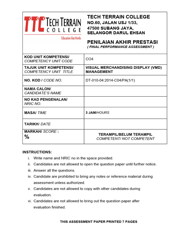 Penilaian Akhir Amali Co4 (Updated) | PDF