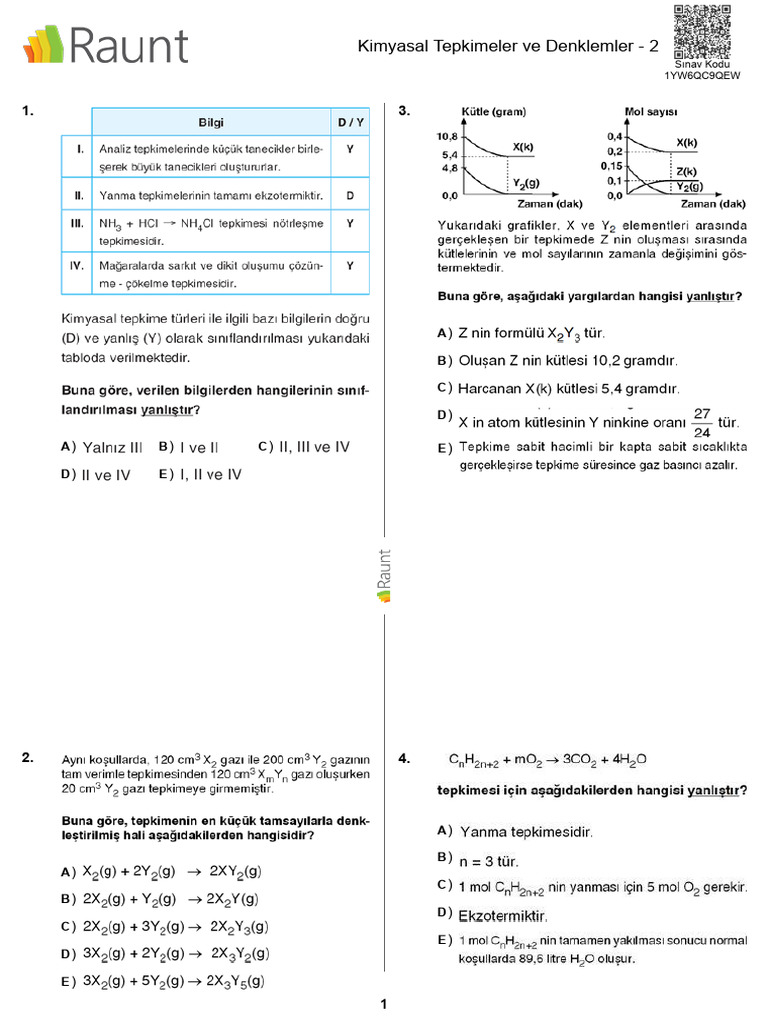 Kimyasal Tepkimeler Ve Denklemler - 2-Null | PDF