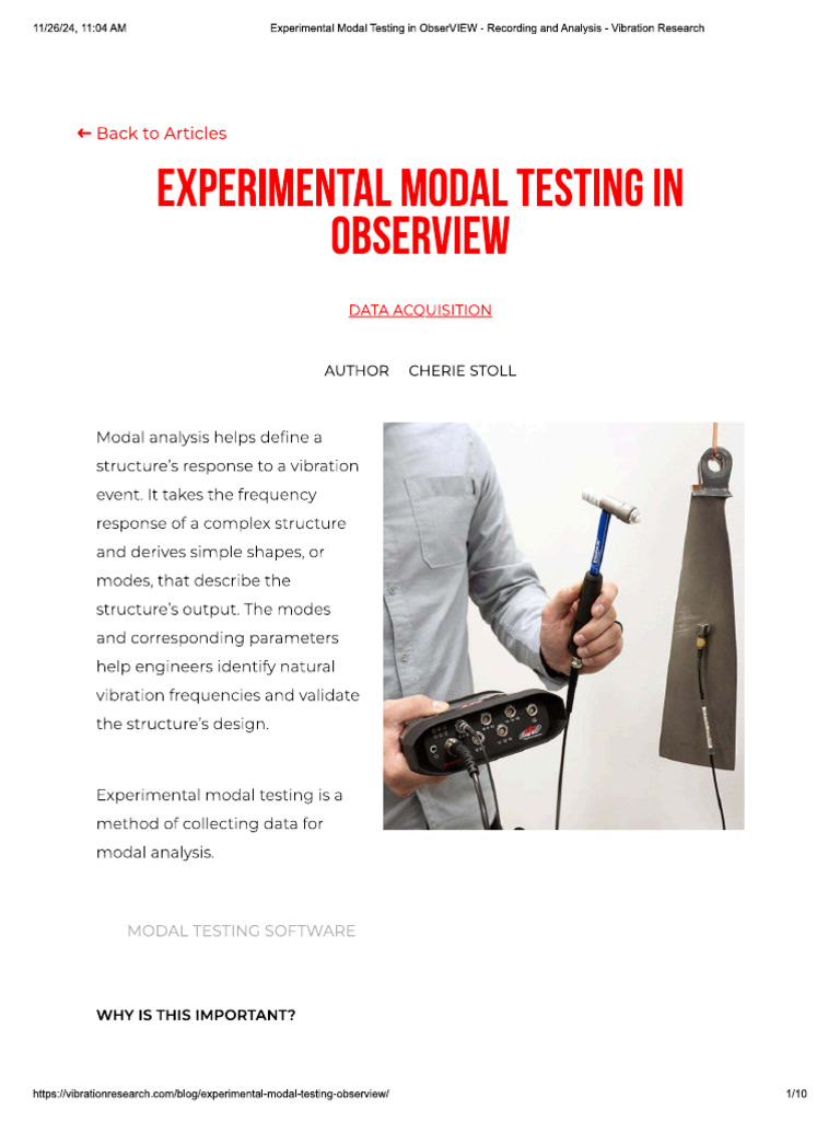 Experimental Modal Testing in ObserVIEW...ding and Analysis - Vibration ...