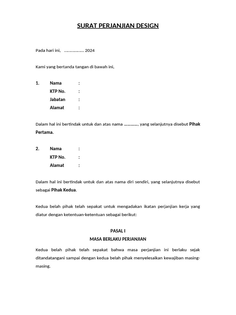 Surat Kontrak Design | PDF
