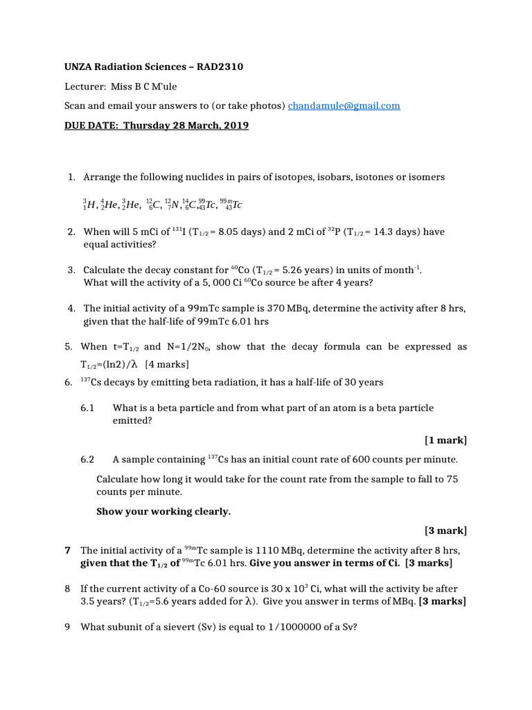 21.03.2019 - Radioactivity Exercise | PDF
