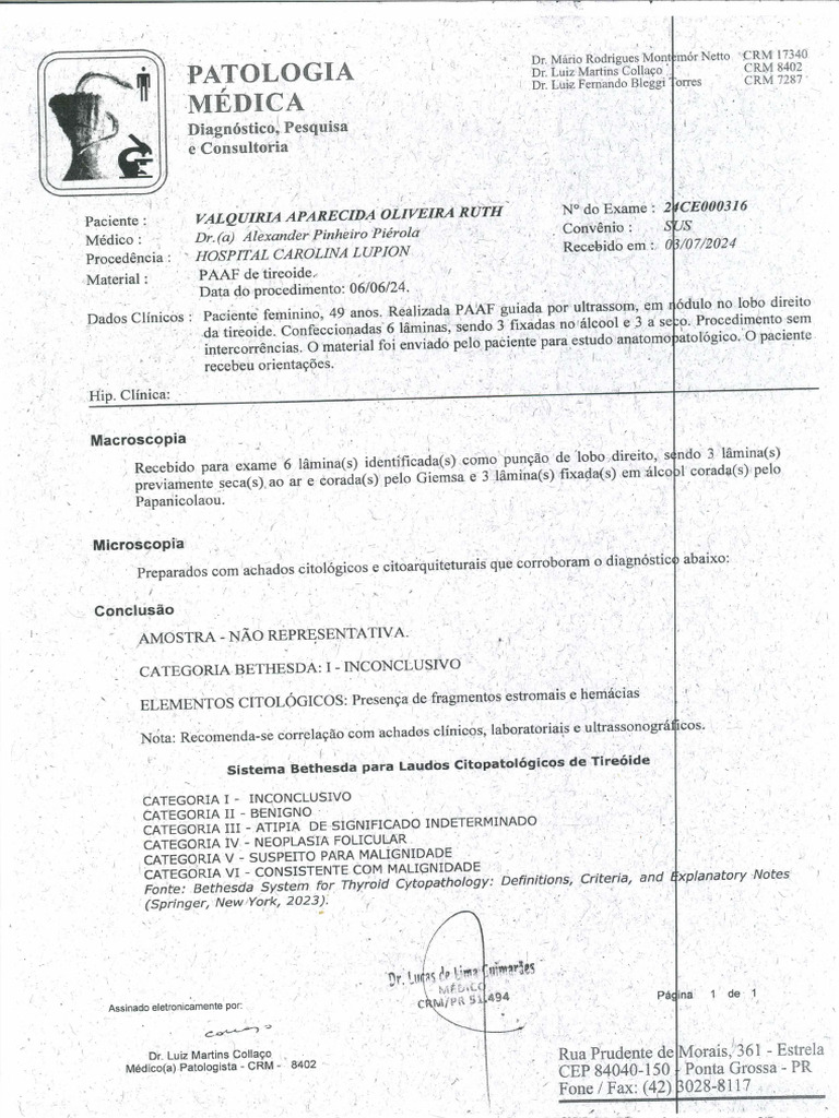 Tireóide Punção Paaf | PDF