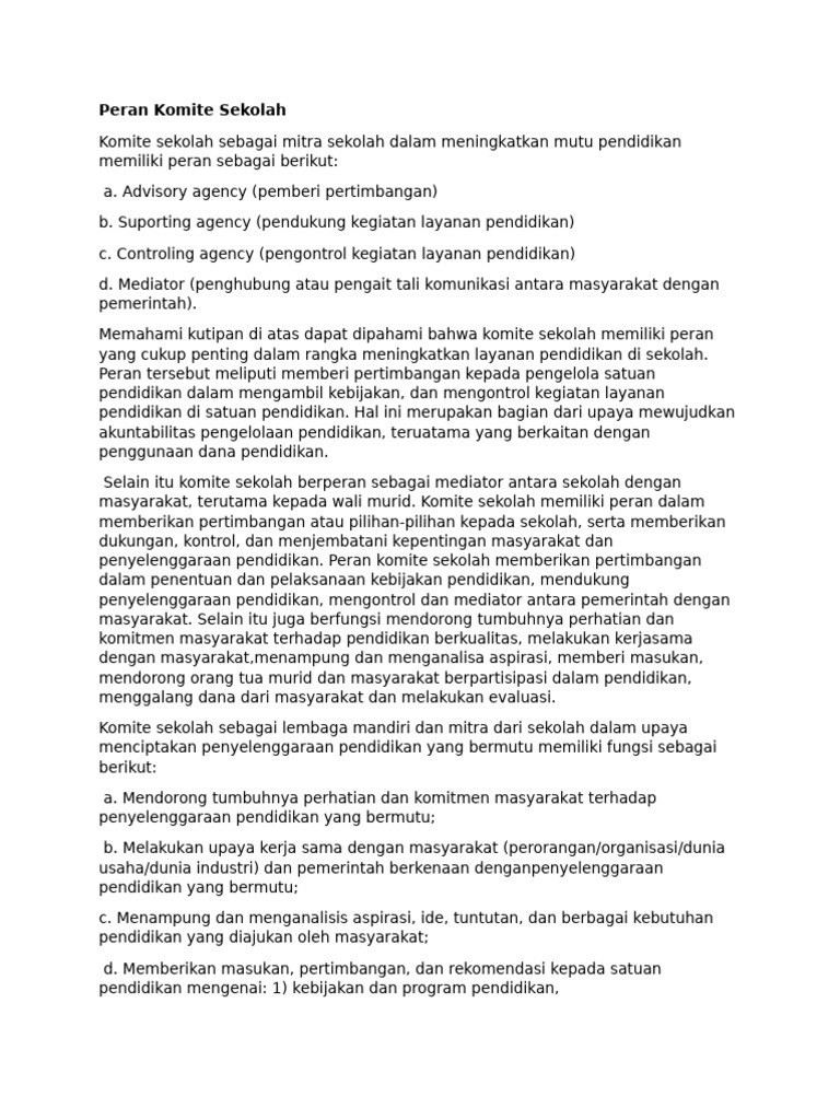 Peran Komite Sekolah Pdf