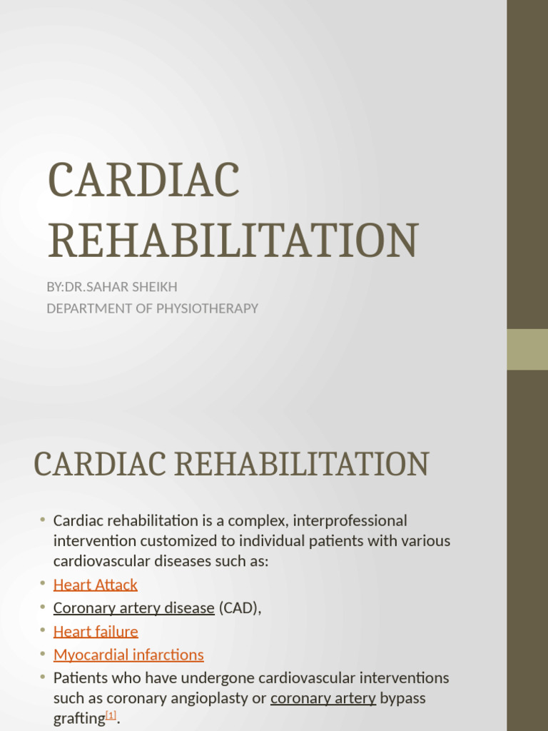 Cardiac Rehabilitation | PDF | Physical Therapy | Myocardial Infarction