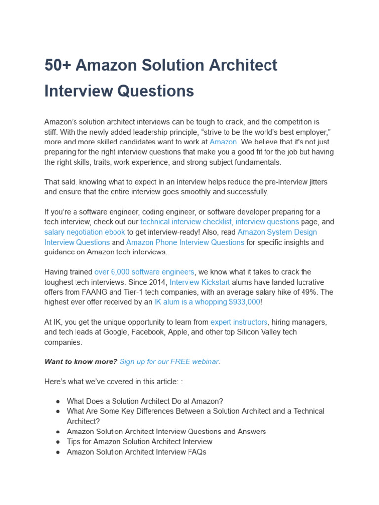 Amazon Solution Architect Interview Guide | PDF | Amazon Web Services ...