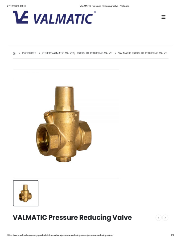 VALMATIC Pressure Reducing Valve - Valmatic | PDF | Valve | Equipment