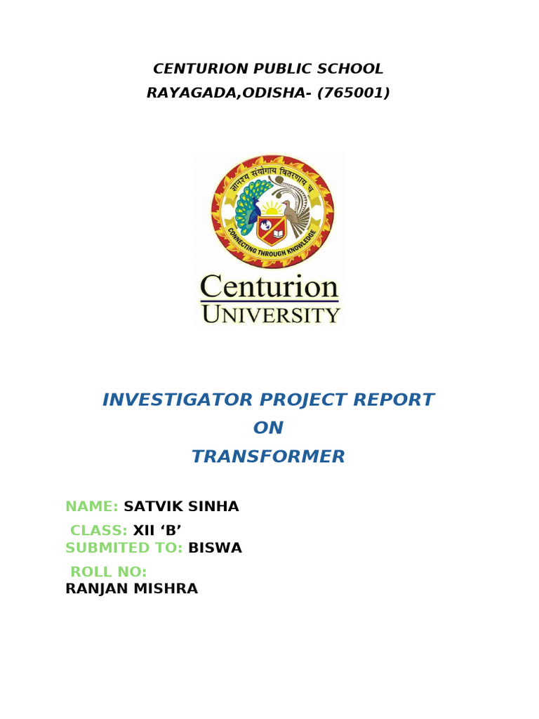 Shanmith Physics Project-1 | PDF | Transformer | Inductor