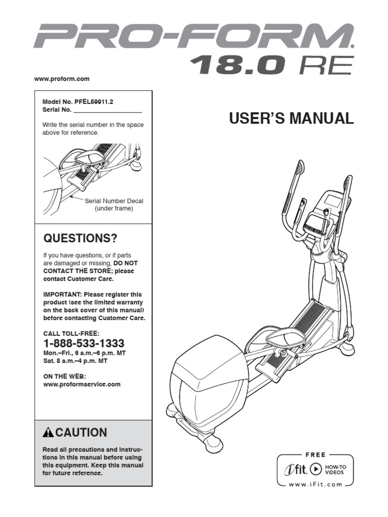 Product - Support - ProForm - PFEL599112 - PROFORM 18.0 RE ELLIPTICAL - PFEL59911.2-319208 | PDF ...