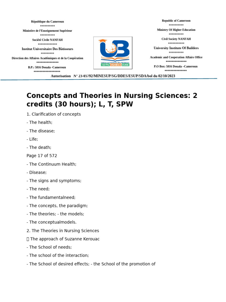 Concepts and Theories in Nursing Sciences | PDF | Nursing