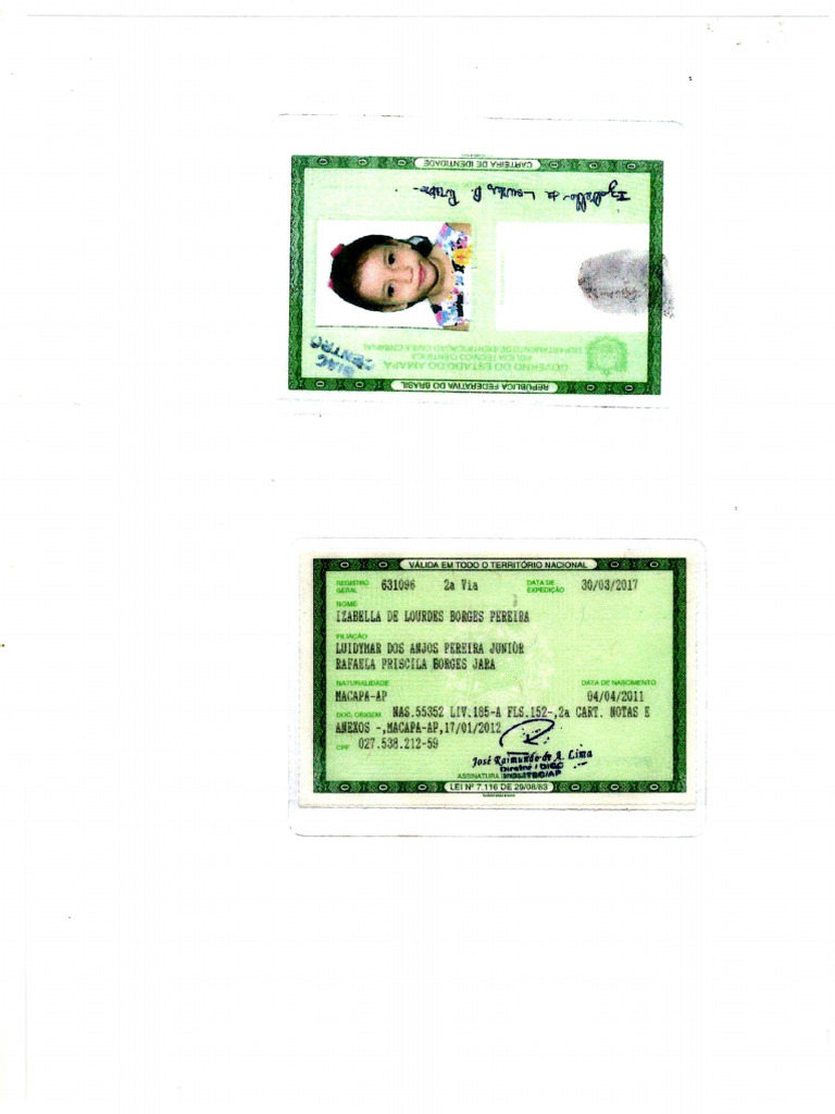 Rg Cpf Izabela Borges Jara | PDF