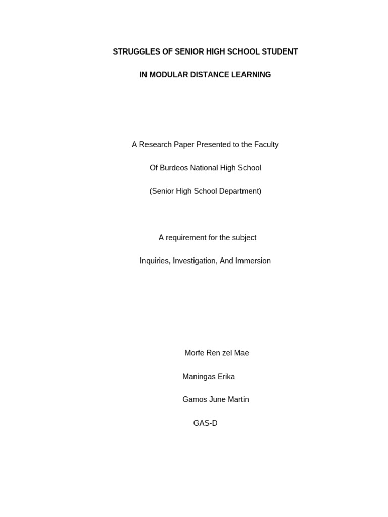 Struggles of Senior High School Student Edited | PDF | Learning | Teachers