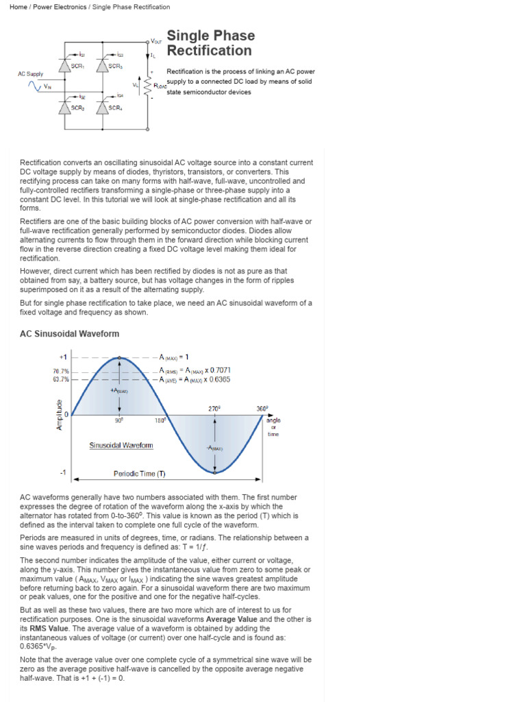 Rectification of A Single Phase Supply | PDF | Rectifier | Root Mean Square