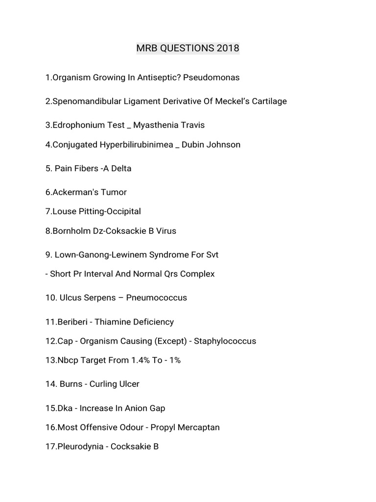MRB 2018 Questions | PDF