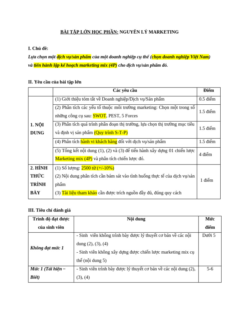 BTL - NG - Lý Marketing - 2024.2 | PDF