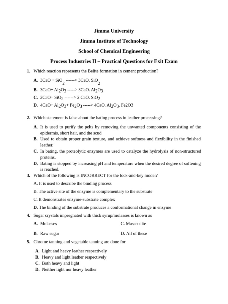 Process II MCQ Final Exam | PDF | Enzyme | Fermentation