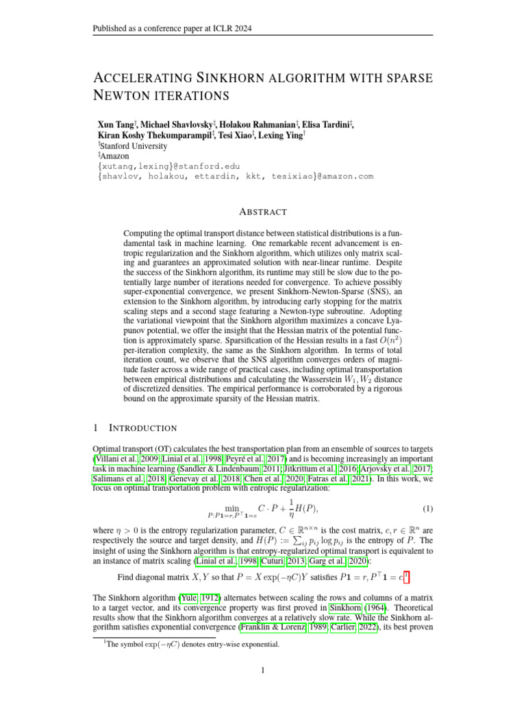 Accelerating Sinkhorn Algorithm with Sparse Newton Iterations | PDF ... Accelerating Sinkhorn Algorithm with Sparse Newton Iterations | PDF ...