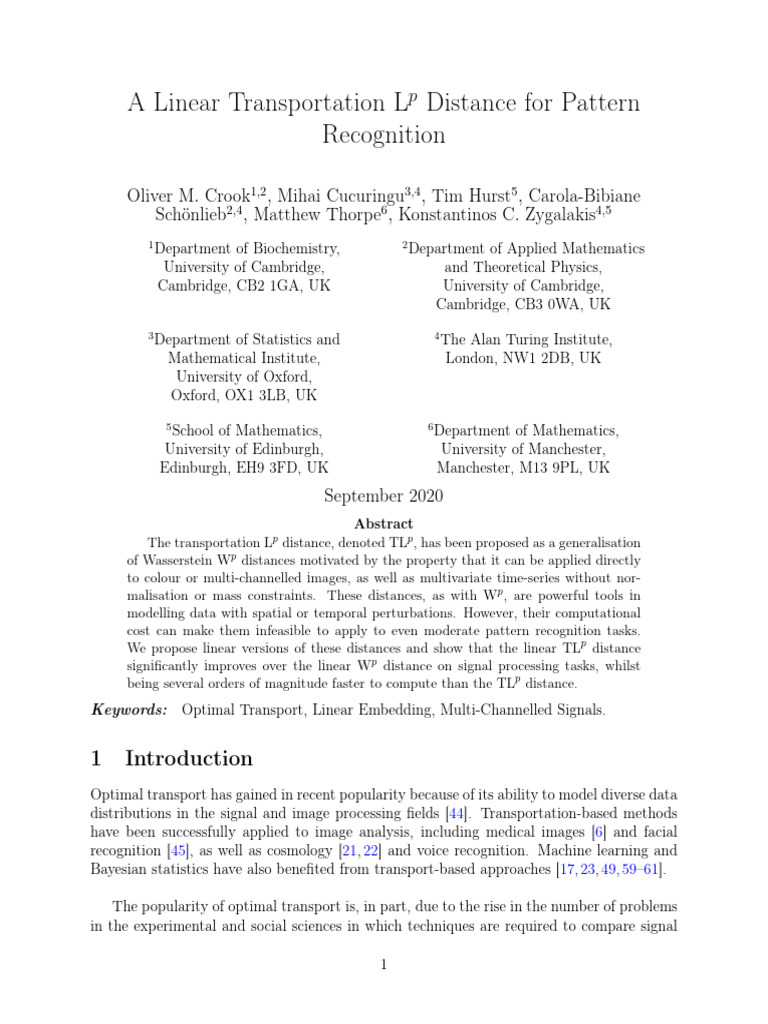 A Linear Transportation Lp Distance for Pattern Recognition | PDF ...