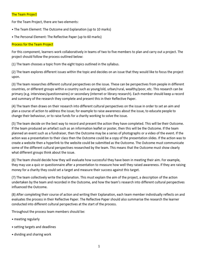 The Team Project - docx-DIAMOND MINE | PDF | Learning | Evaluation