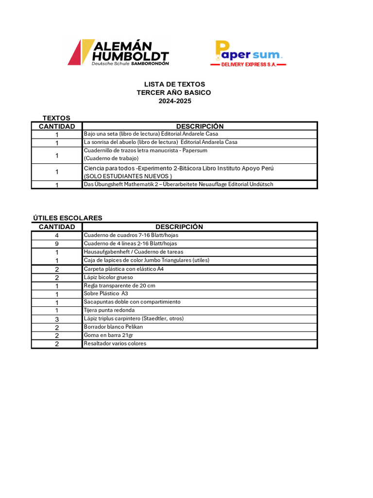 Lista 3ero Egb | PDF