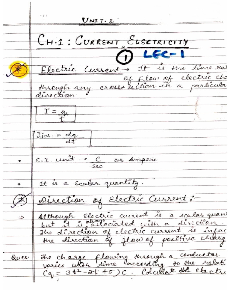Current Electricity NOTES | PDF