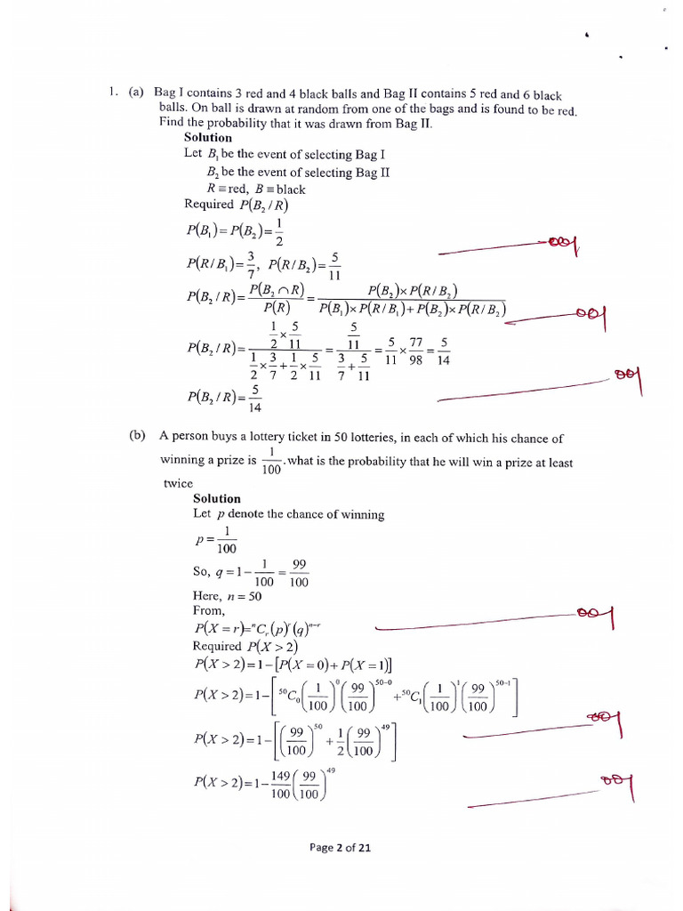 142 - Advanced Mathematics 2 Marking Scheme | PDF
