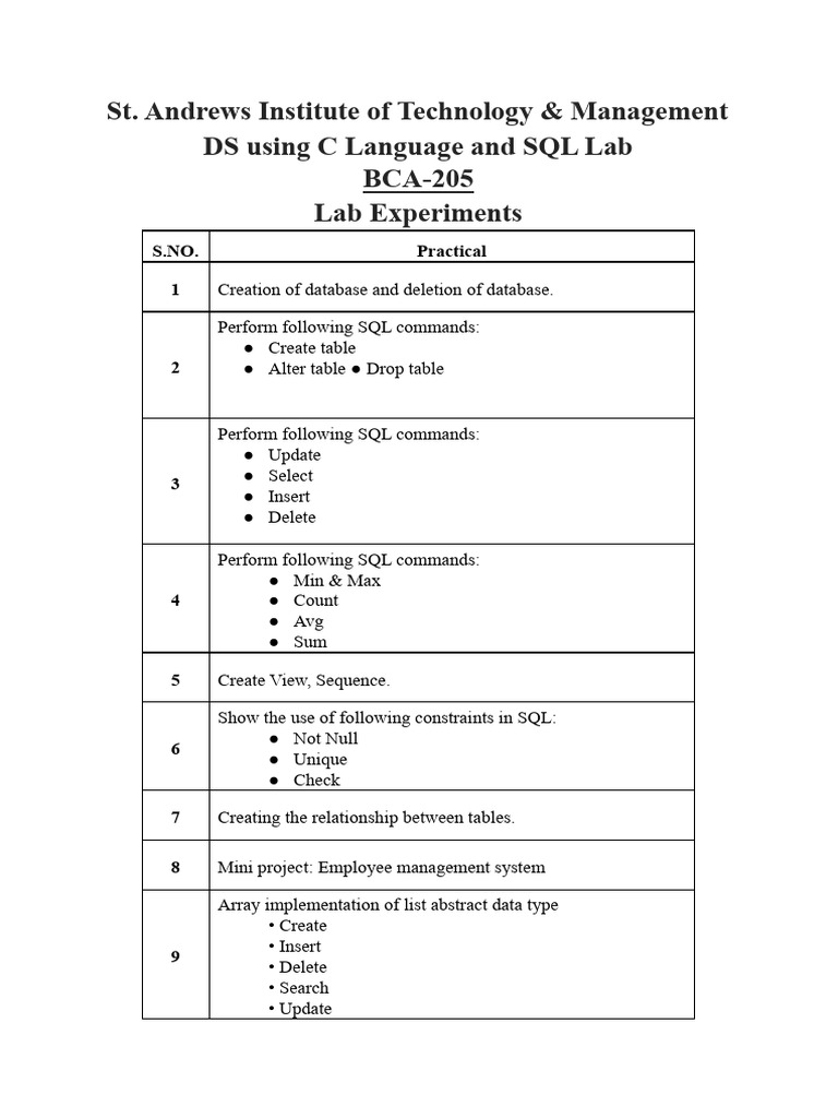 SQL & C Programming Lab Guide | PDF | Queue (Abstract Data Type ...