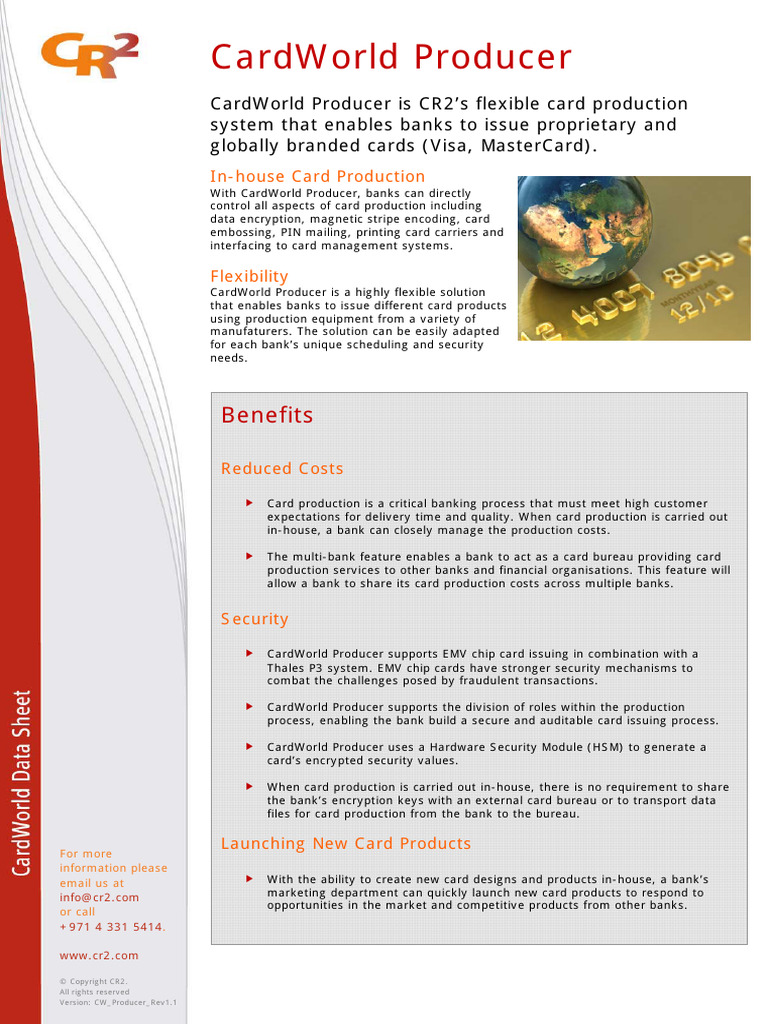 CardWorld Producer - CR2 | PDF | Emv | Smart Card