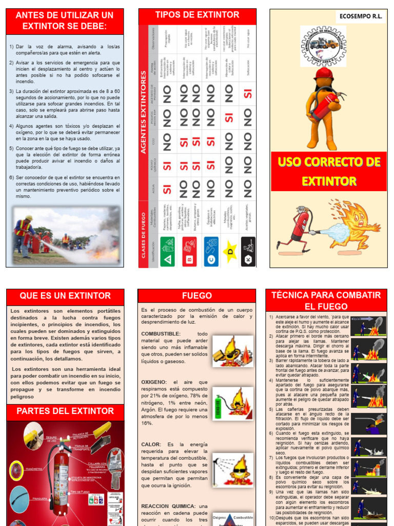 TRIPTICO DE EXTINTOR Nuevo | PDF | Incendios | Oxígeno