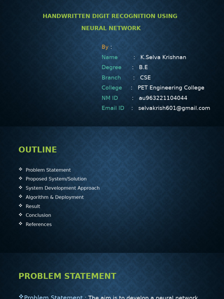 Hand Writtendigit Recognition | PDF | Artificial Neural Network ...