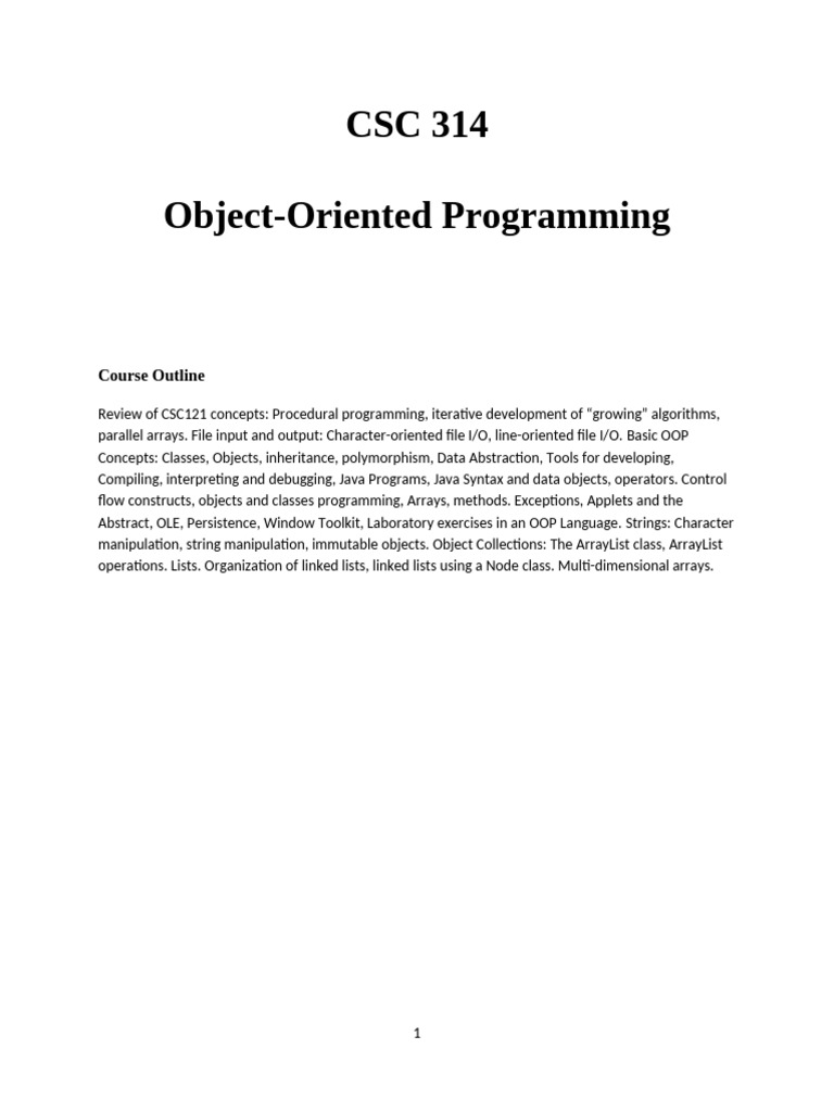 Object-Oriented Programming Course Outline | PDF | Class (Computer Programming) | Inheritance ...