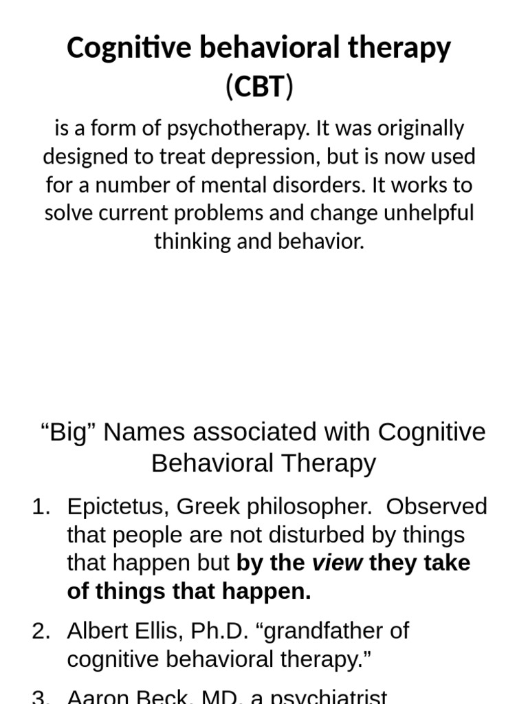 Cognitive Behavioral Therapy Cbt Pdf Psychotherapy Cognitive