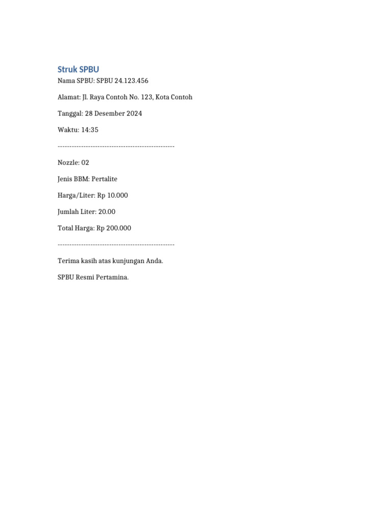 Struk Spbu | PDF