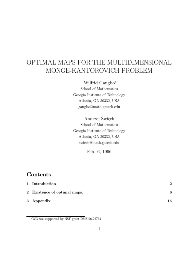 Optimal maps for the multidimensional Monge-Kantorovich problem | PDF | Mathematical Analysis ...