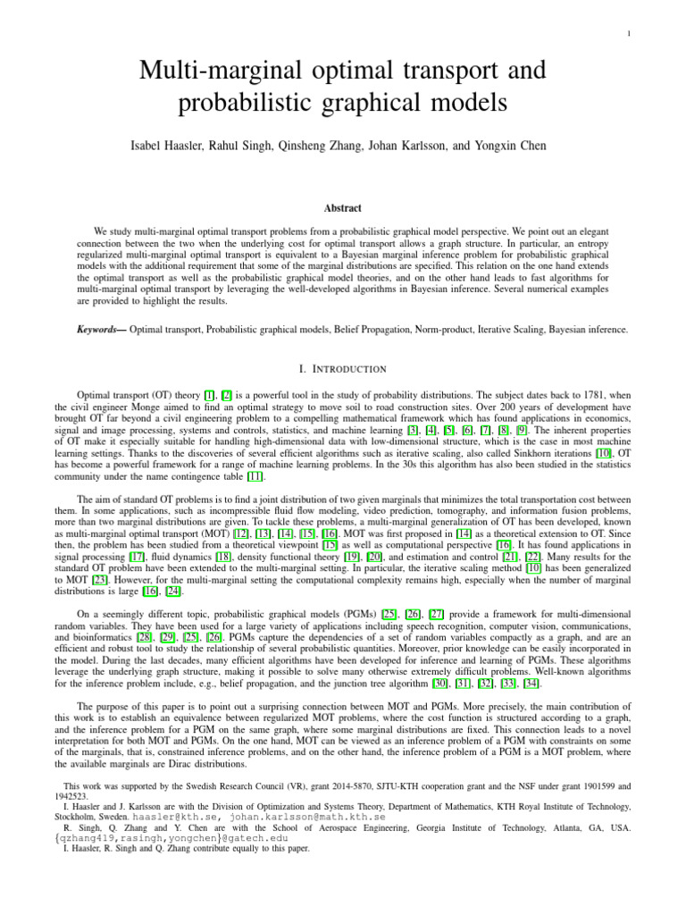 Multi-Marginal Optimal Transport and Probabilistic Graphical Models | PDF | Applied Mathematics ...