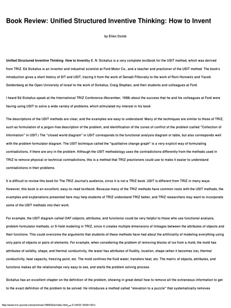 Unified Structured Inventive Thinking - How To Invent | PDF