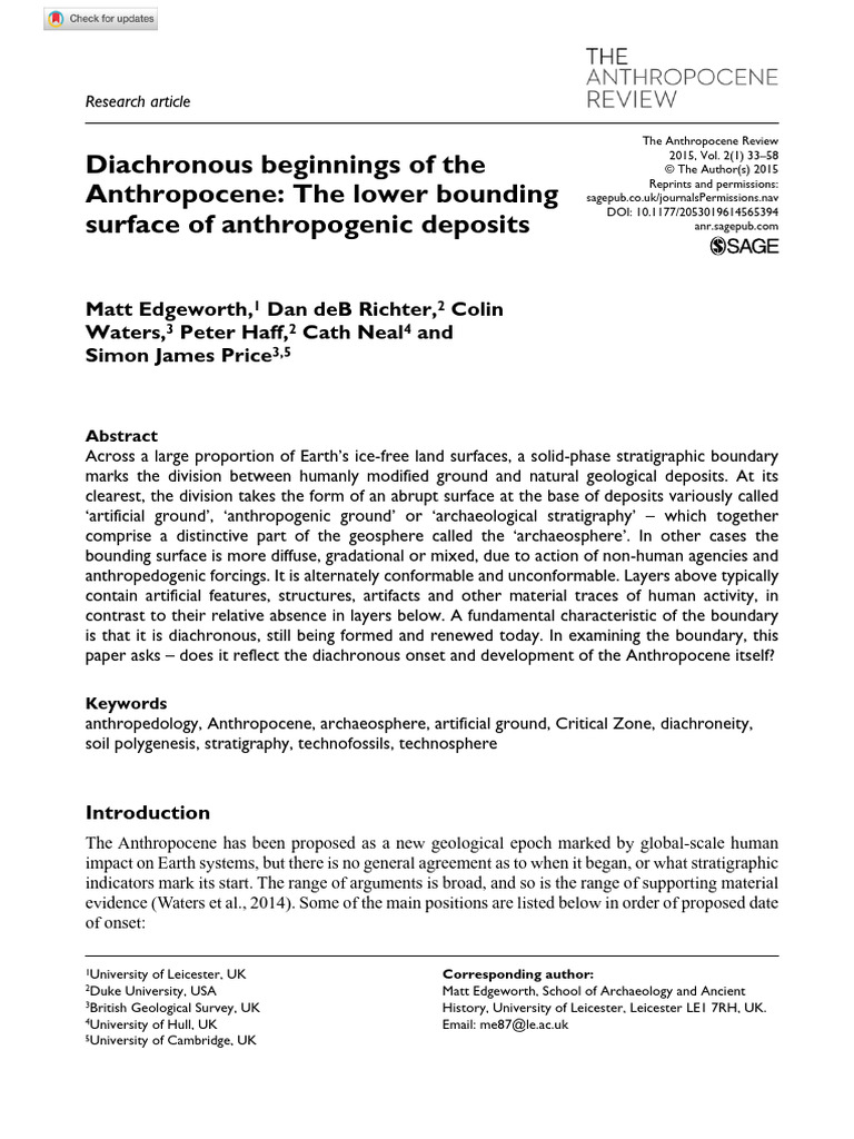 Edgeworth Et Al 2015 - Diachronous Beginnings of The Anthropocene The ...