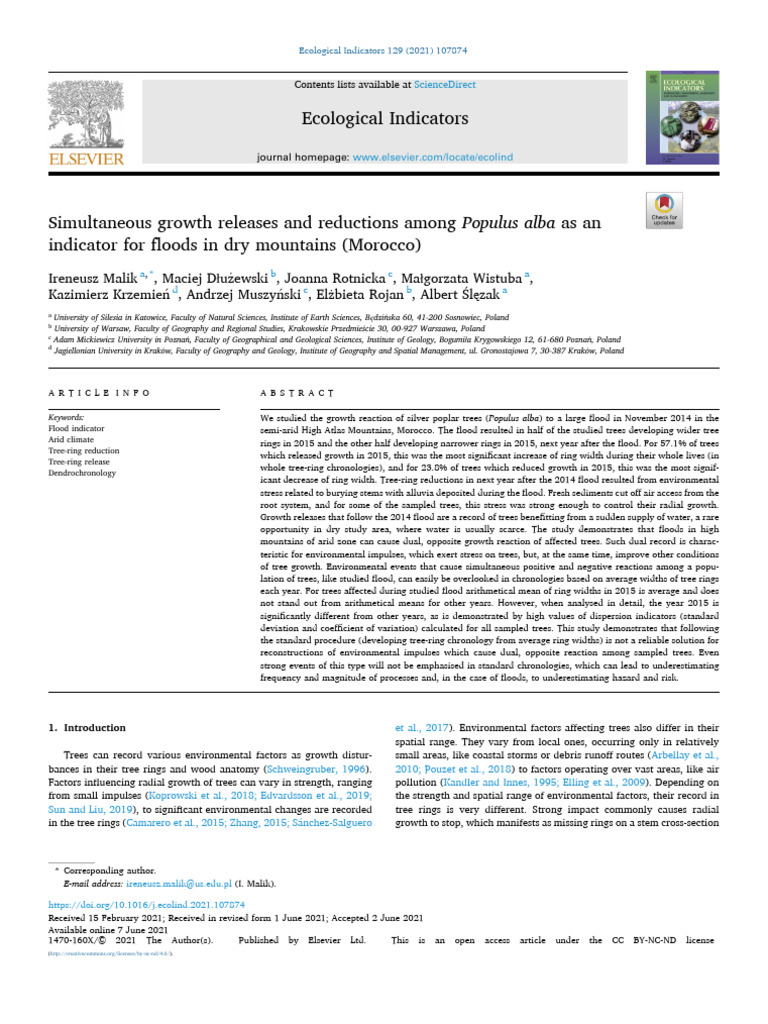 Simultaneous Growth Releases and Reductions Among Populus Al - 2021 ...
