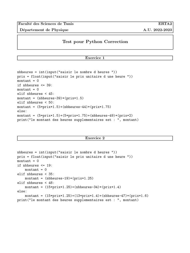 Calcul des heures supplémentaires en Python | PDF | Programmation ...