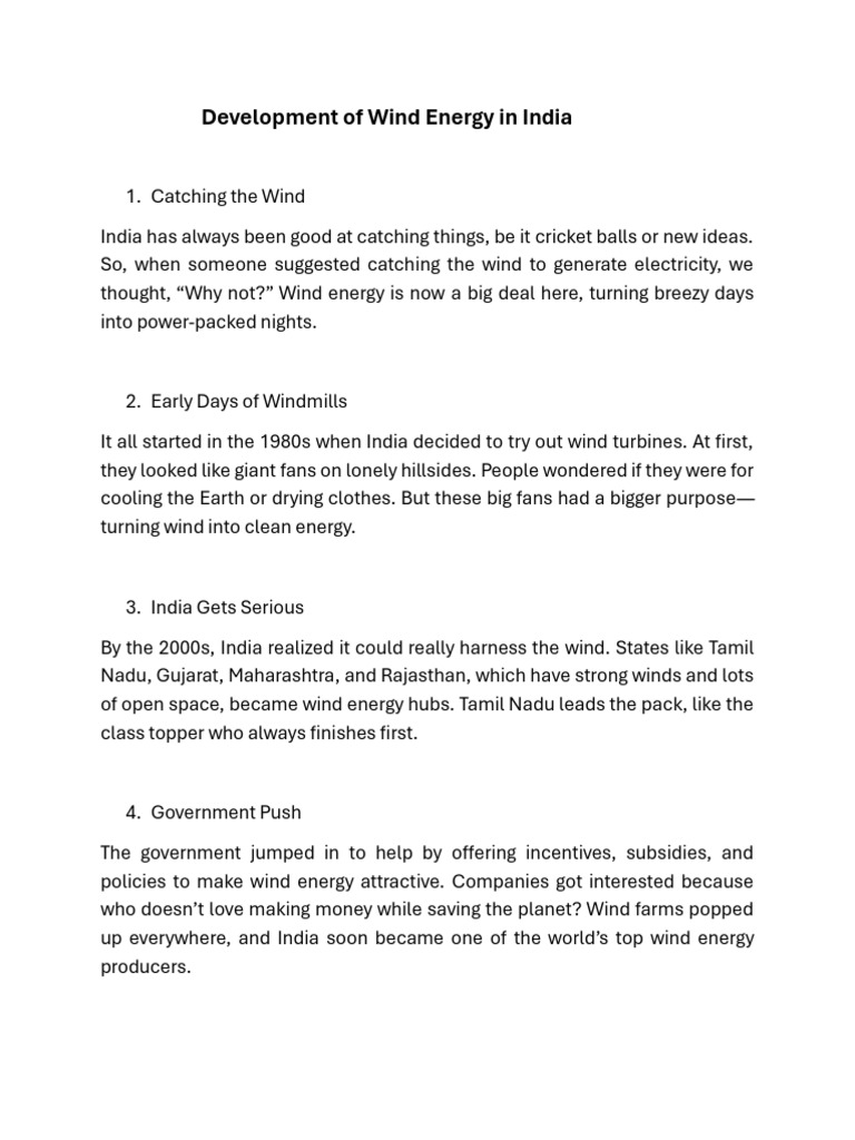 Development of Wind Energy in India | PDF
